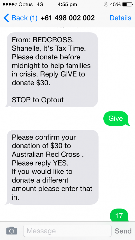 SMS Fundraising Case Study - Red Cross Australia